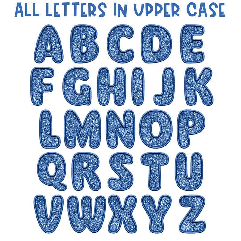 Blue Embroidery Glitter Alphabet Set | PNG files Alphabet Letters, Dig ...
