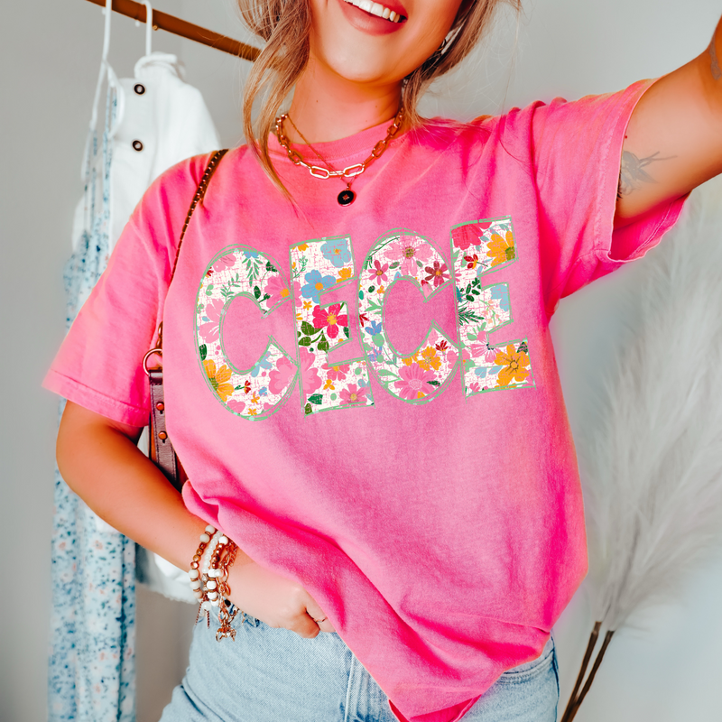 Cece Floral Doodle Distressed Digital Design, PNG – Grove 123 Designs