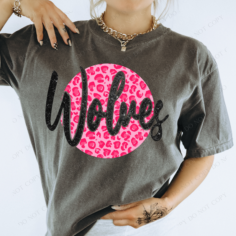 Wolves Pink Leopard Glitter Circle Cutout Digital Design, PNG – Grove ...