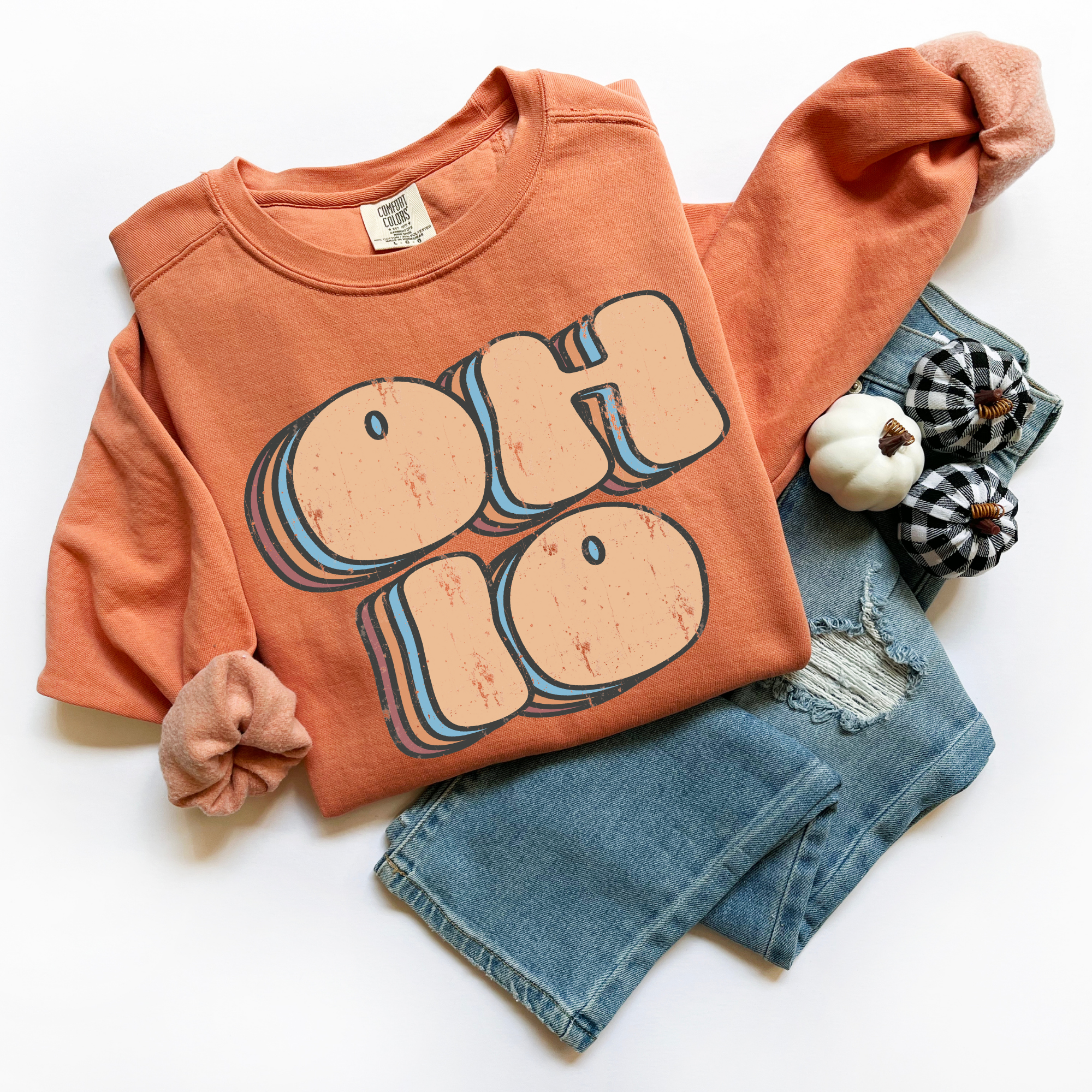Ohio Groovy Stacked Distressed in Boho Neutrals Digital Design, PNG ...