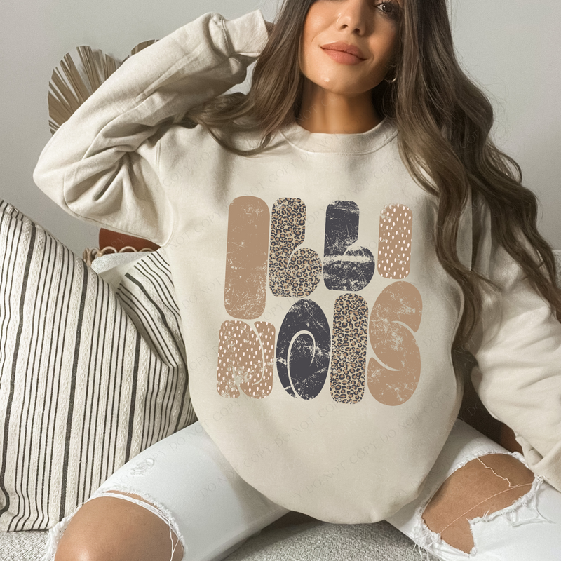 Illinois Chubby Retro Distressed Leopard print in tones of Tans & Fade ...