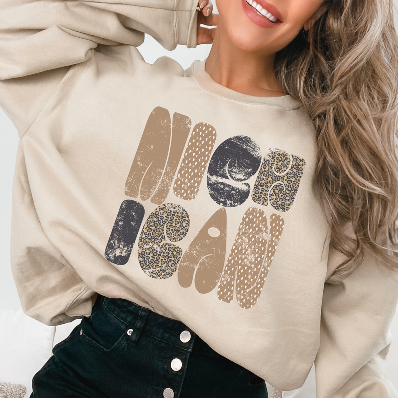 Michigan Chubby Retro Distressed Leopard print in tones of Tans & Fade ...