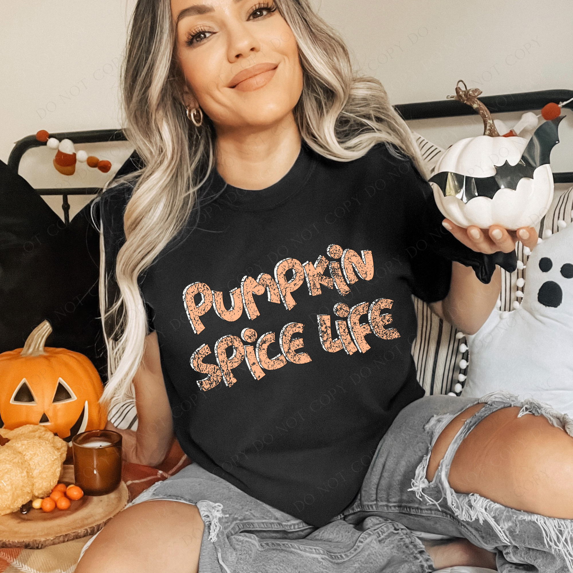 Pumpkin Spice Life Distressed Shadow in Orange and Cream Fall Tones Di ...