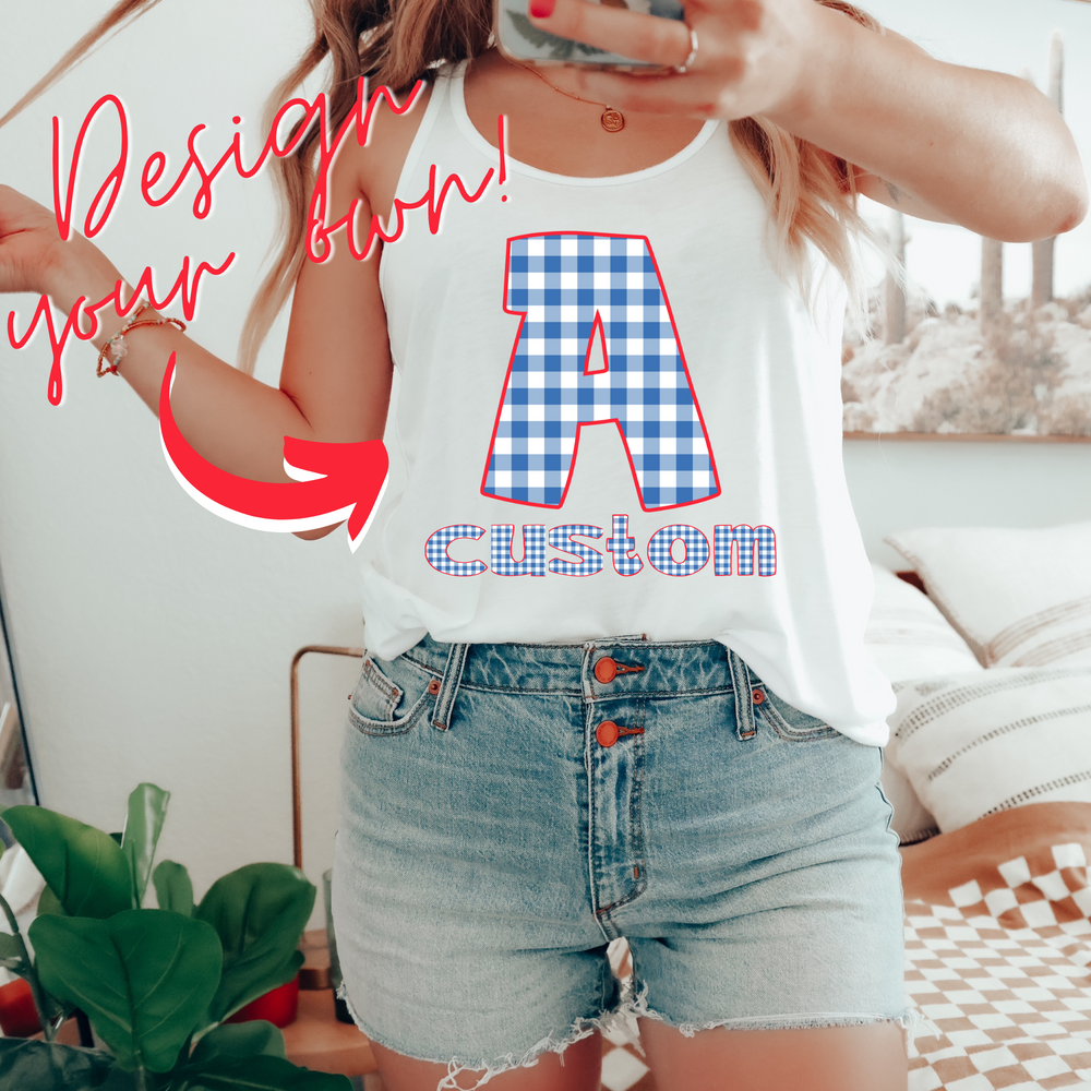 Gingham Blue, Red & White Alphabet Set | PNG files Alphabet Letters, D ...