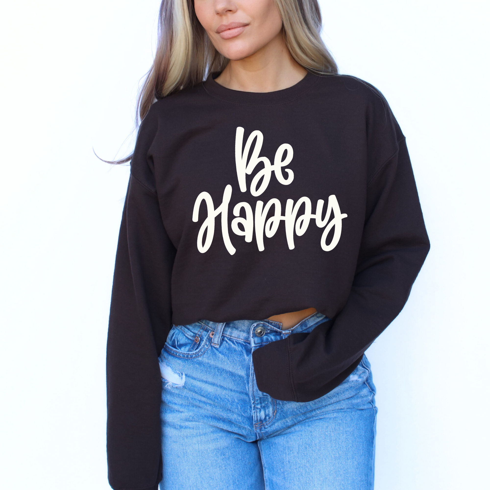 Be Happy Script in Off-white Digital Design, PNG – Grove 123 Designs