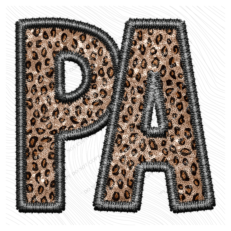 PA Pennsylvania Faux Embroidery Leopard Sequin with separate Home Swee ...