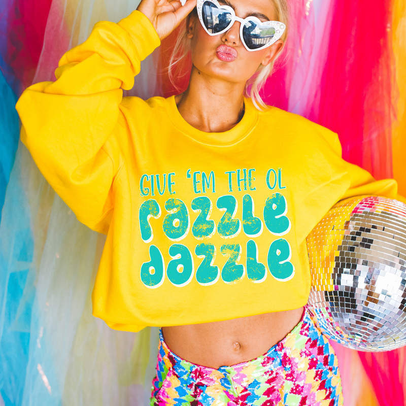 Give ‘em the ol Razzle Dazzle Retro Distressed Digital Design in Teal ...