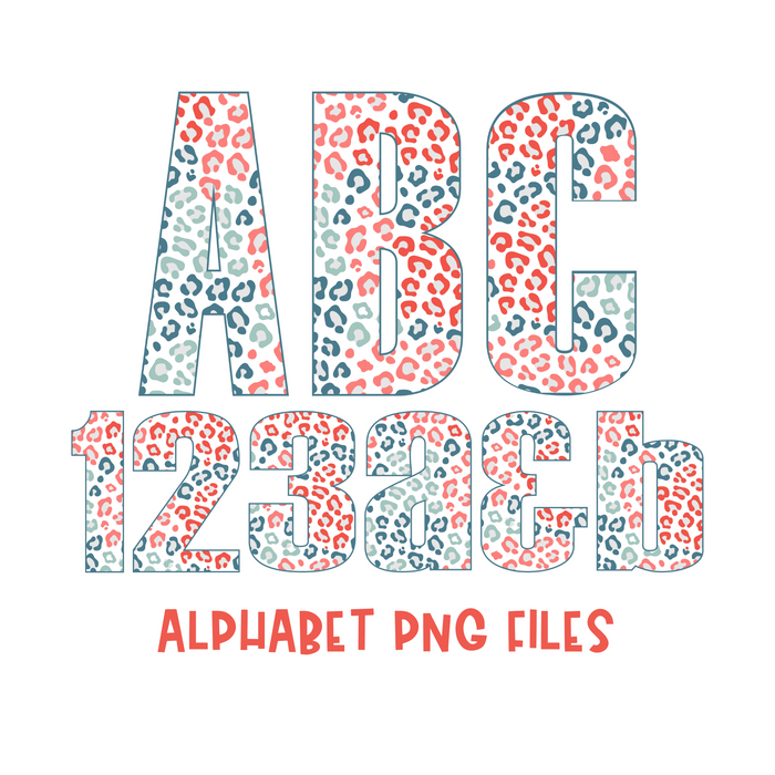 Leopard Faded Patriotc Colors Alphabet Set | PNG files Alphabet Letter ...