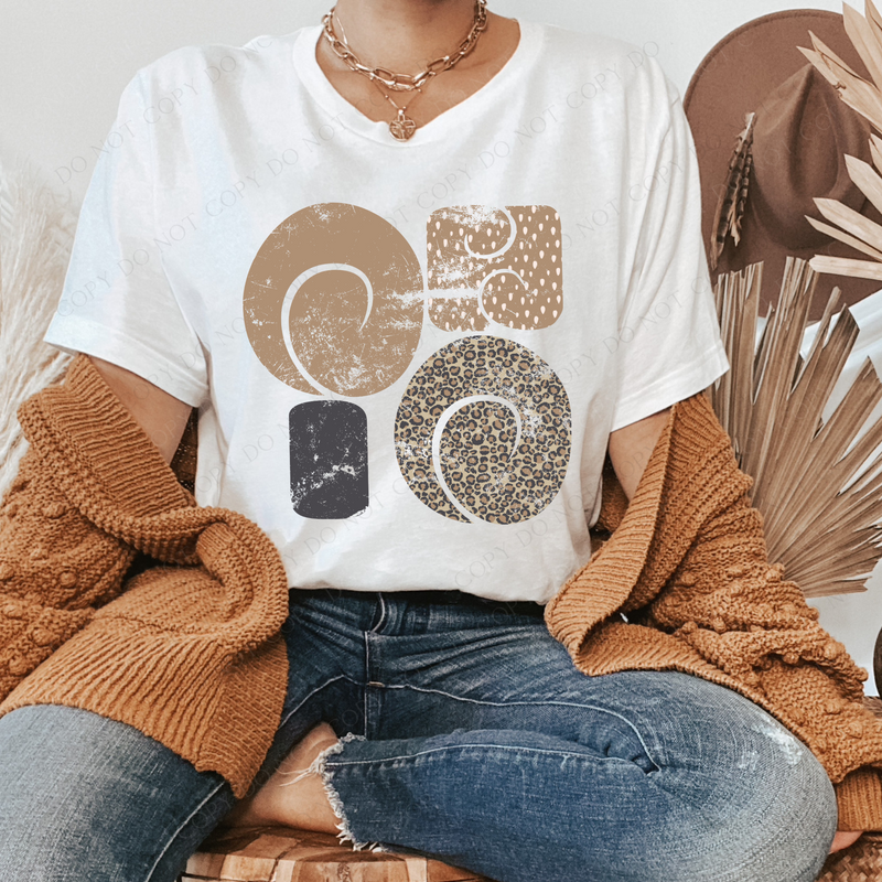 Ohio Chubby Retro Distressed Leopard print in tones of Tans & Faded Bl ...