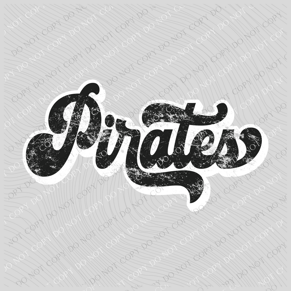 Pirates Vintage Black & White Retro Shadow Distressed Digital Download ...
