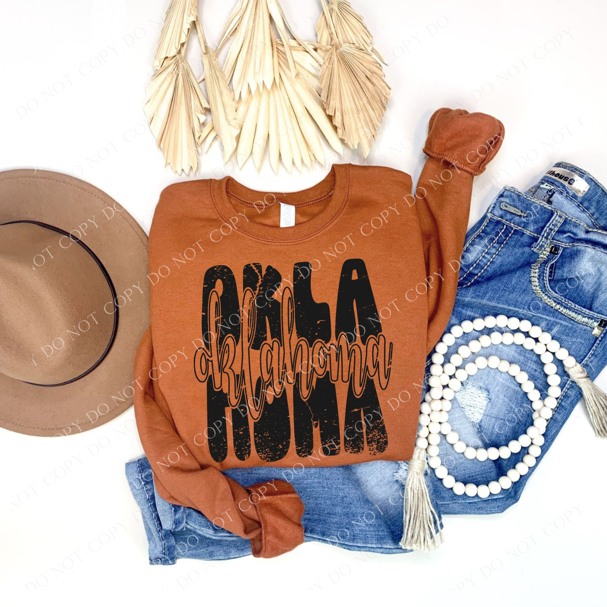 Oklahoma Distressed Stacked Transparent Cutout Black Digital Design, P ...