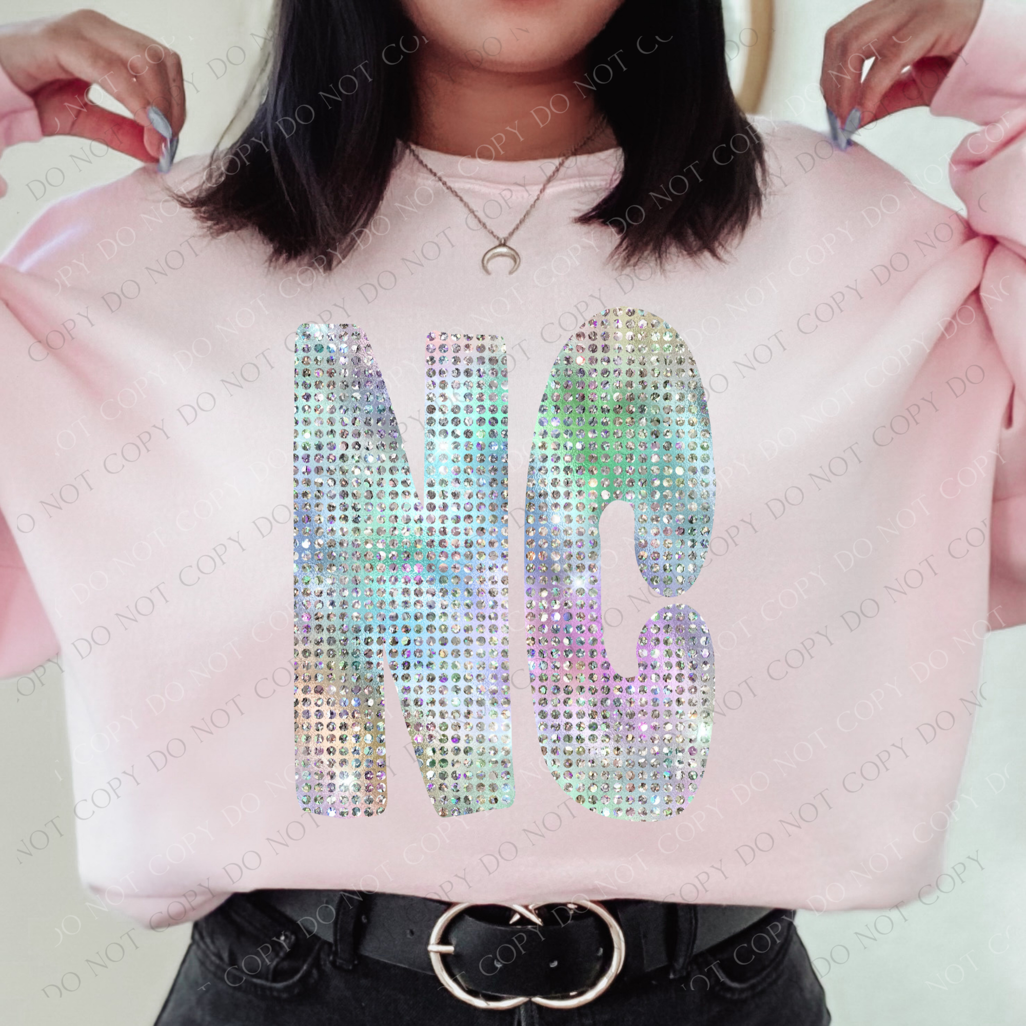 NC North Carolina Halographic Bling Digital Design, PNG – Grove 123 Designs