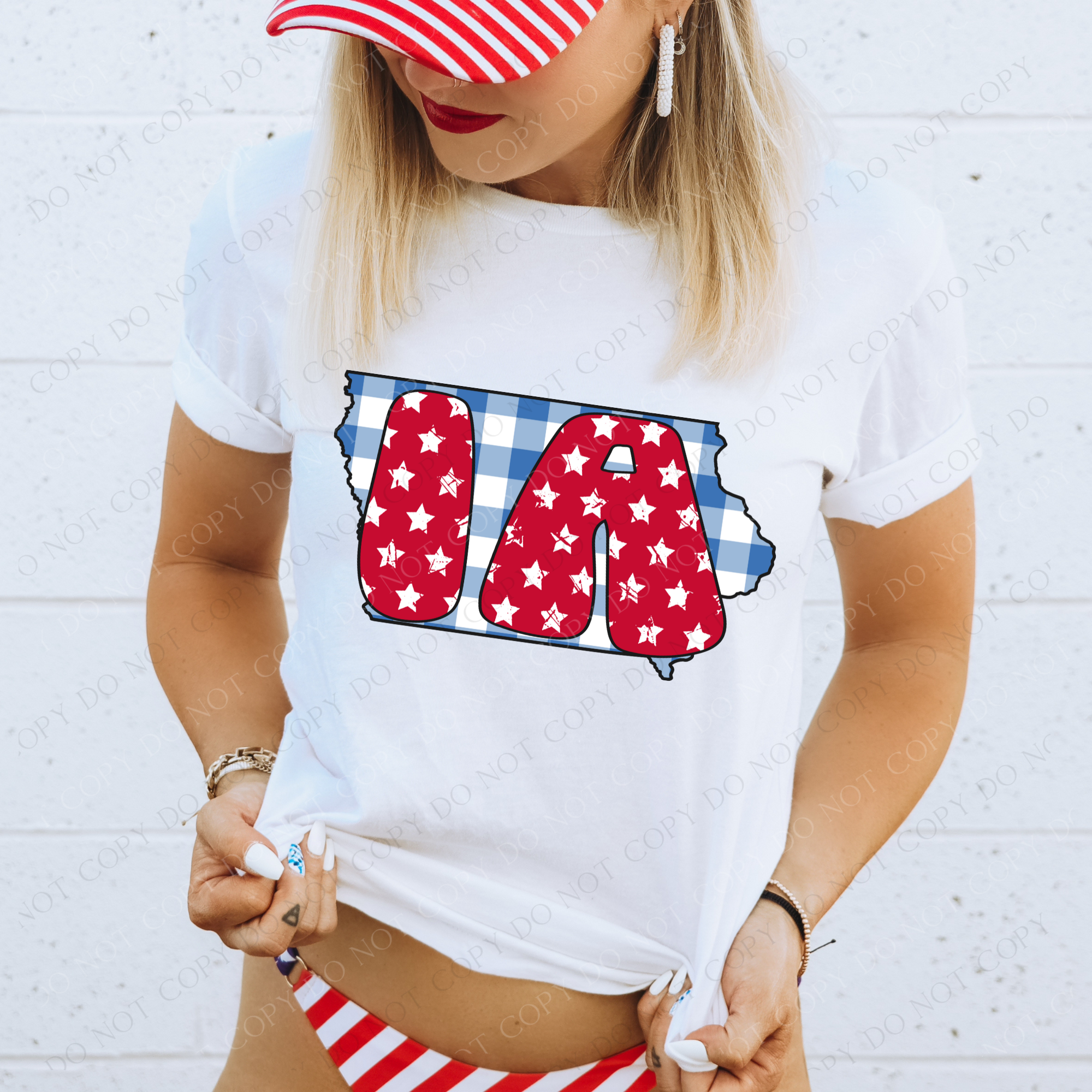 IA Iowa Gingham Stars Red White Blue Digital Design, PNG – Grove 123 ...