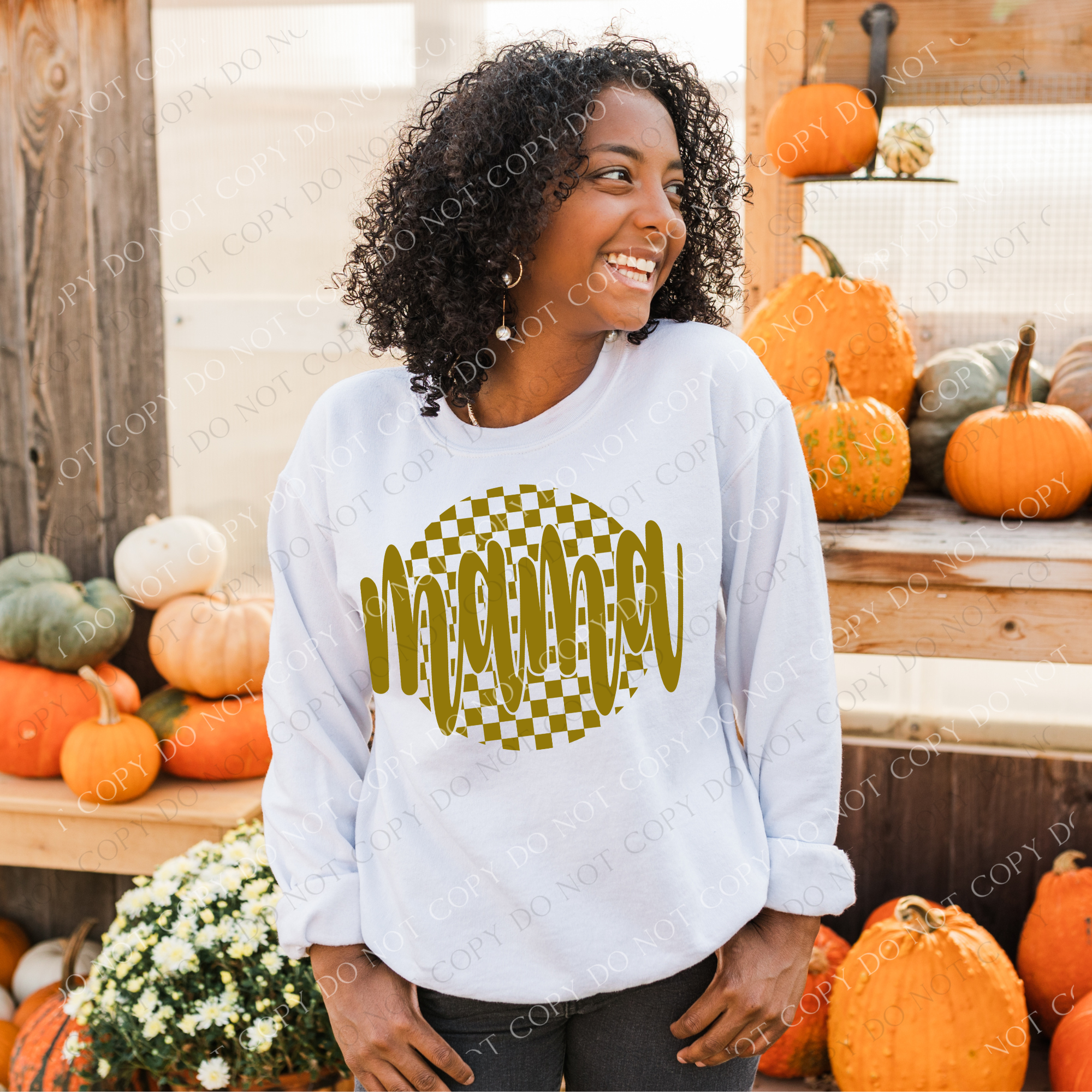 Mama Checkered Circle Cutout Olive Green Single Color Digital Design ...