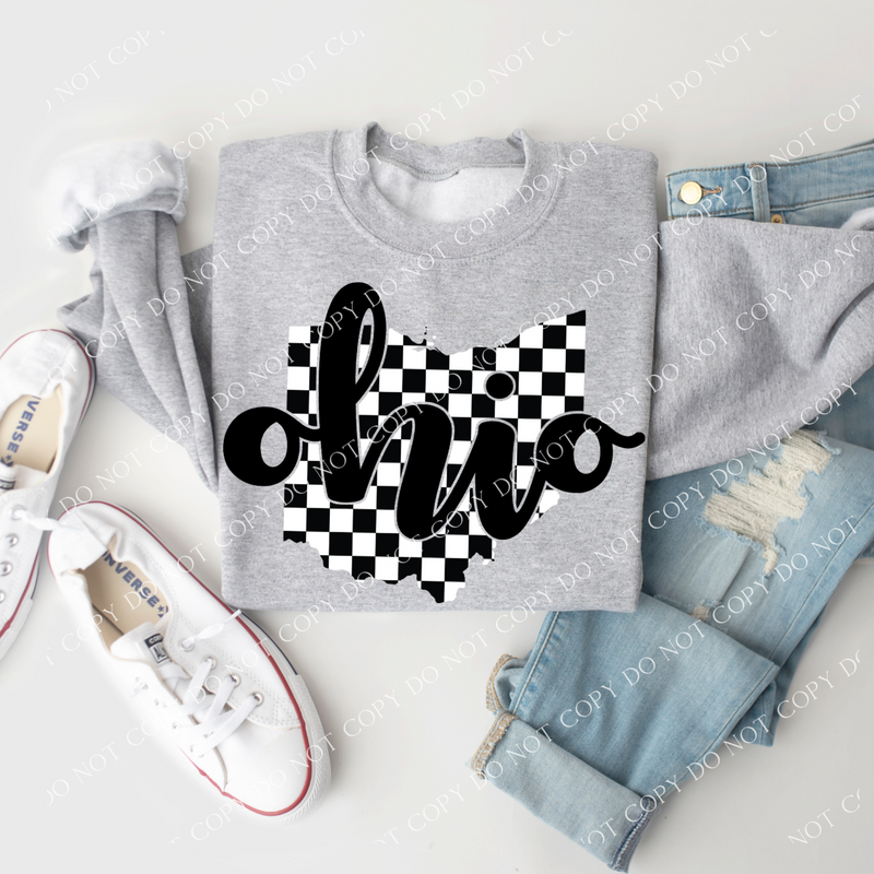Ohio Checkered State Black/White Digital Design, PNG – Grove 123 Designs